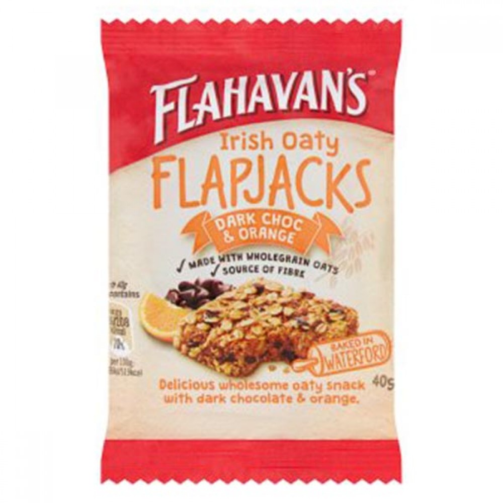 Flahavan's Dark Chocolate & Orange Flapjacks 24 x 40g - Planet Candy Online Sweet Shop